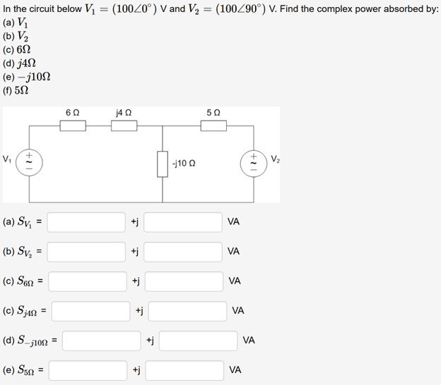 Solved In ﻿the circuit below V1=(100?0°)V ﻿and | Chegg.com