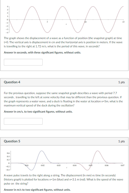 Solved 2 1 N 15 The graph shows the displacement of a wave | Chegg.com