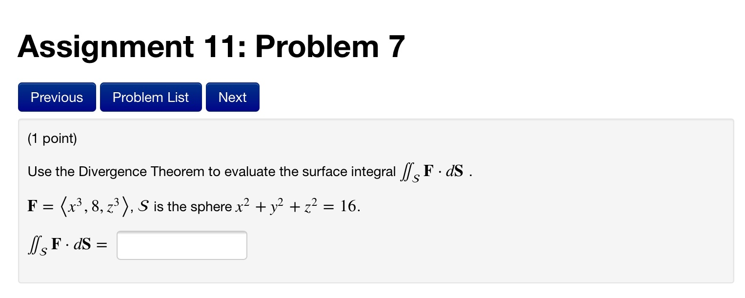 Solved Assignment 11 Problem 7 Previous Problem List Next