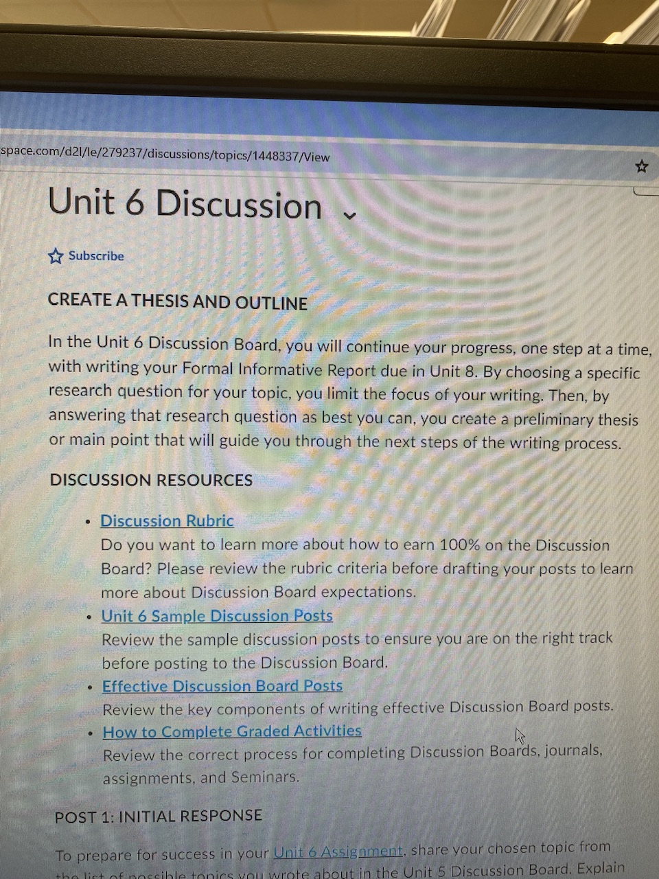 Solved CREATE A THESIS AND OUTLINEIn the Unit 6 ﻿Discussion | Chegg.com