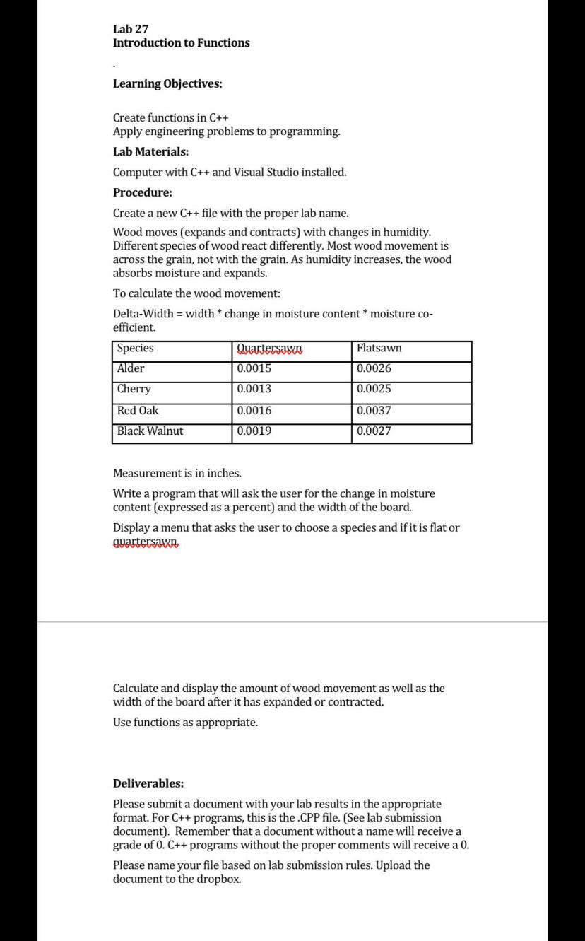 Solved Lab 27 Introduction to Functions Learning Objectives: | Chegg.com