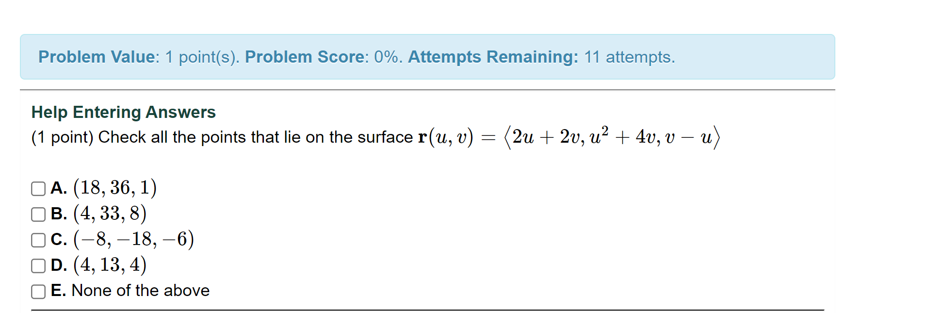 Solved (1 point) Check all the points that lie on the | Chegg.com