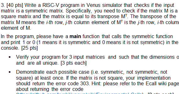 Solved please use RISC- V code and make sure it runs on | Chegg.com