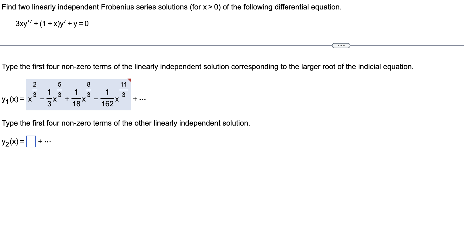 Solved Find two linearly independent Frobenius series | Chegg.com