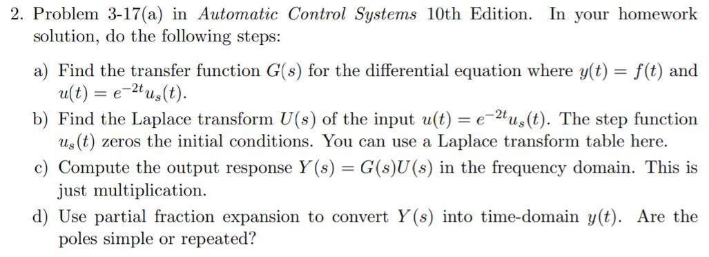 Solved 2. Problem 3-17(a) in Automatic Control Systems 10th | Chegg.com