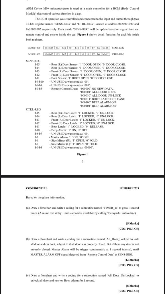 ARM Cortex Mo+ microprocessor is used as a main | Chegg.com