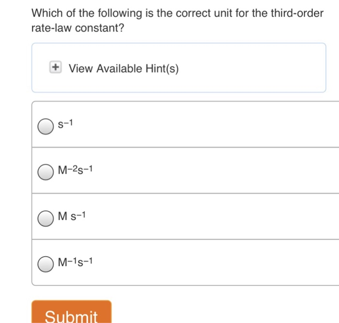 Solved Which of the following is the correct unit for the | Chegg.com