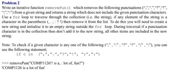 Solved Write An Iterative Function Remove Pun Which