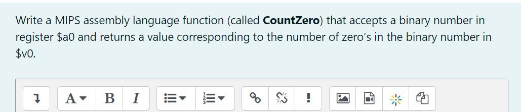 Solved Write a MIPS assembly language function (called | Chegg.com