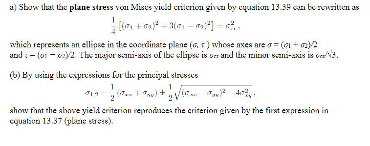 Solved 41[(σ1+σ2)2+3(σ1−σ2)2]=σcr2, which represents an | Chegg.com