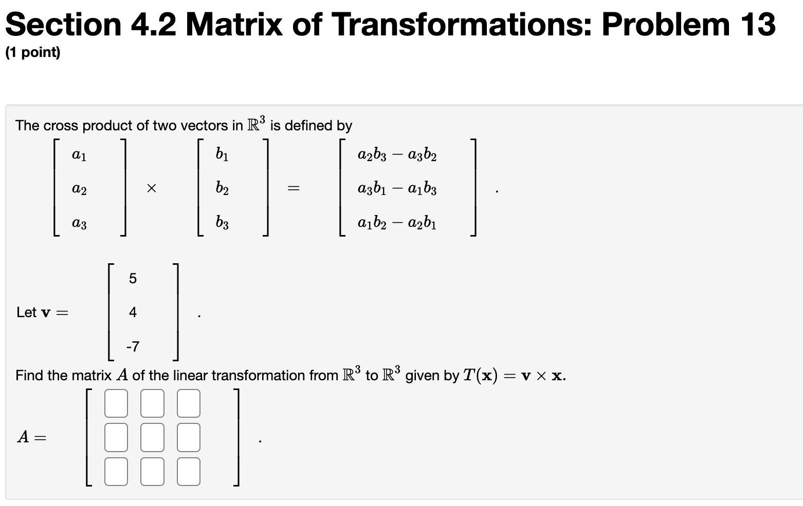 Solved Section 4.2 Matrix of Transformations: Problem 13 (1 | Chegg.com