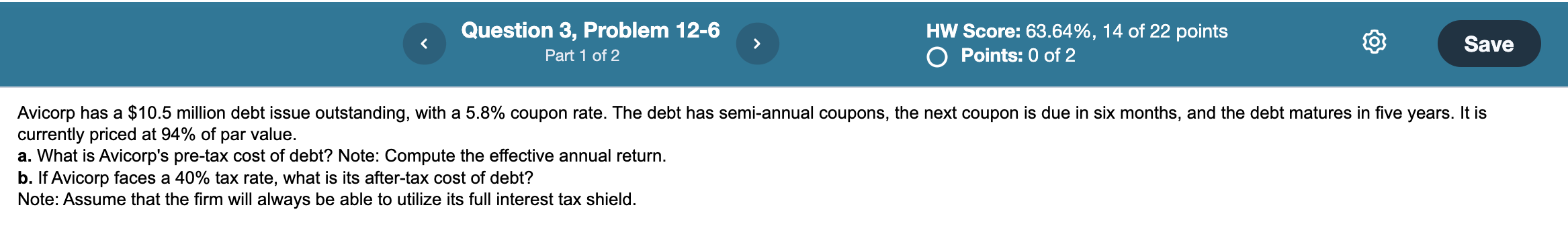 Solved Avicorp has a $10.5 million debt issue outstanding, | Chegg.com