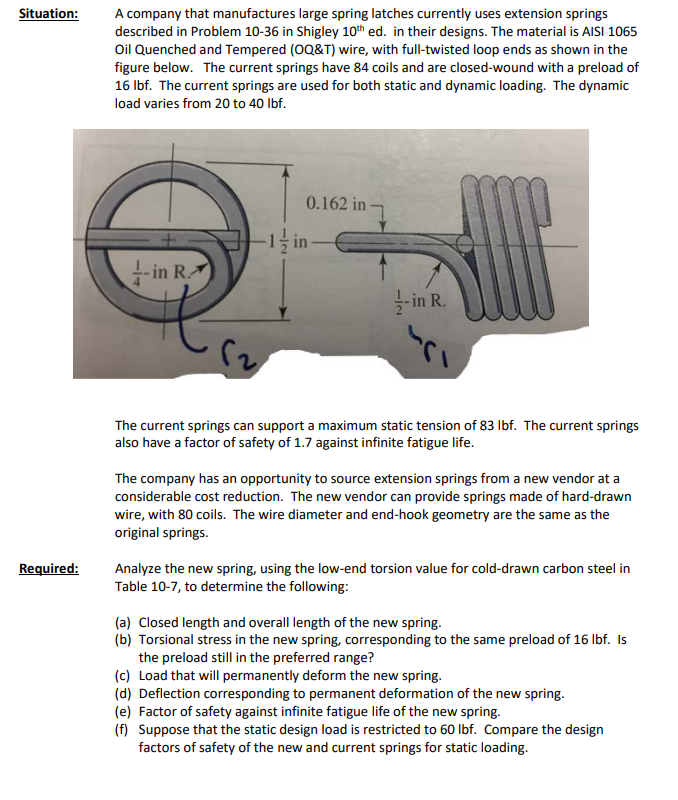 Solved Situation: A company that manufactures large spring | Chegg.com
