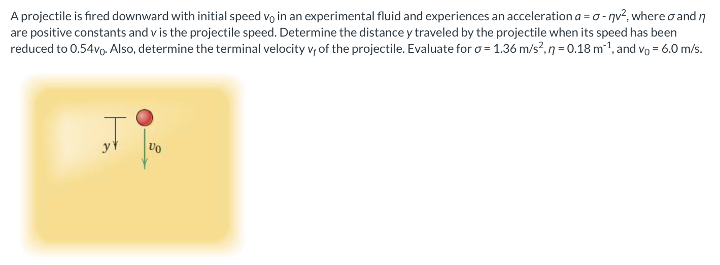 Solved A projectile is fired downward with initial speed vo | Chegg.com