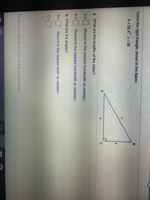 Solved Solve the right triangle shown in the figure. A = | Chegg.com