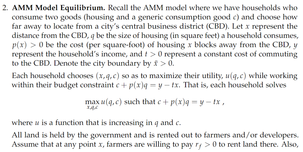 Solved 2. AMM Model Equilibrium. Recall the AMM model where | Chegg.com