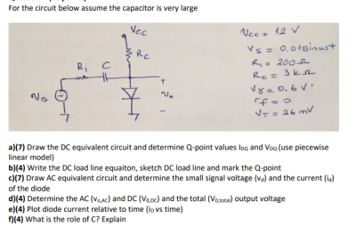 Solved a)(7) Draw the DC equivalent circuit and determine | Chegg.com