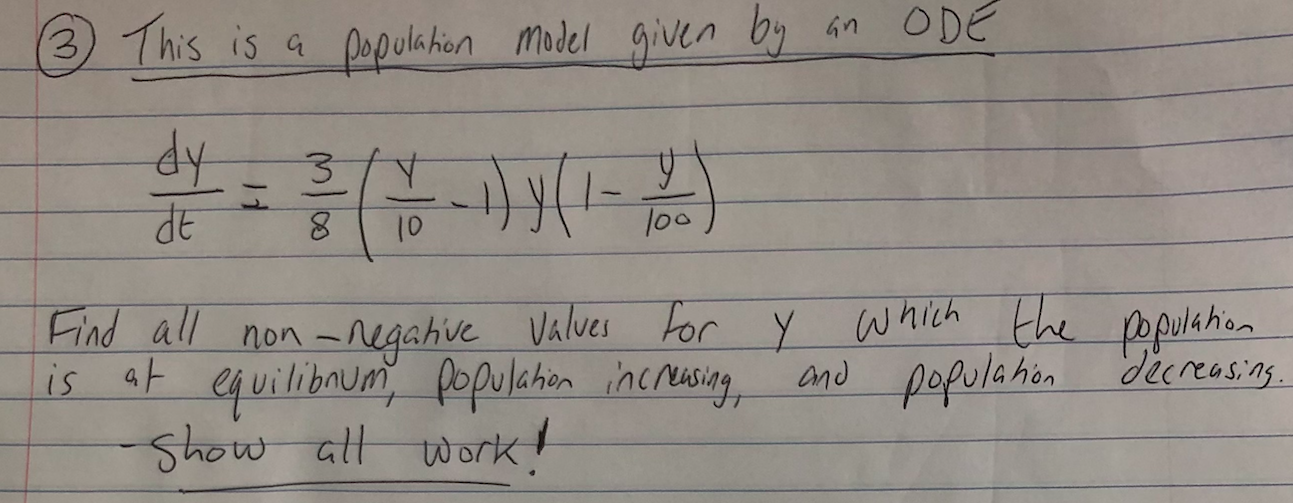 Solved ③ This Is A Population Model Given By An Ode Dy De دی