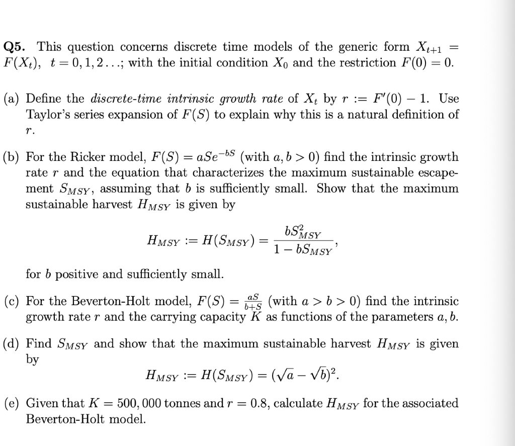 Q5. This question concerns discrete time models of | Chegg.com