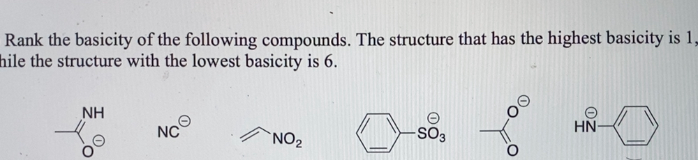 Solved Rank the basicity of the following compounds. The | Chegg.com