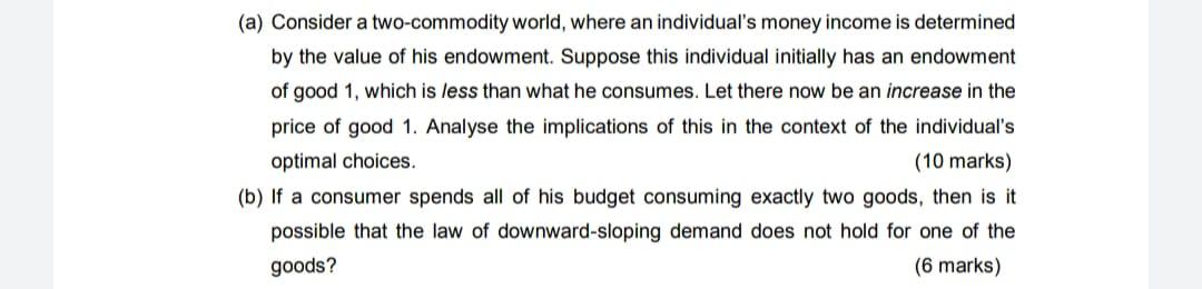 Solved A Consider A Two Commodity World Where An