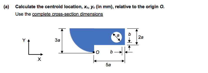 Solved (a) Calculate the centroid location, Xc, yc (in mm), | Chegg.com