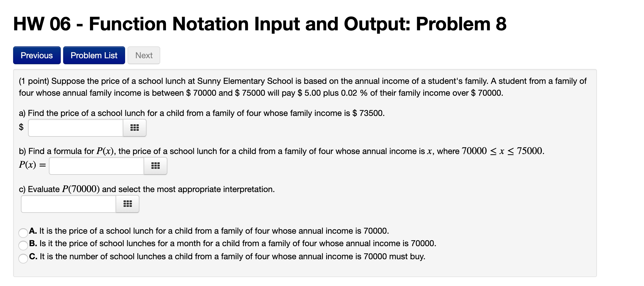 Solved HW 06 - Function Notation Input and Output: Problem 8 | Chegg.com