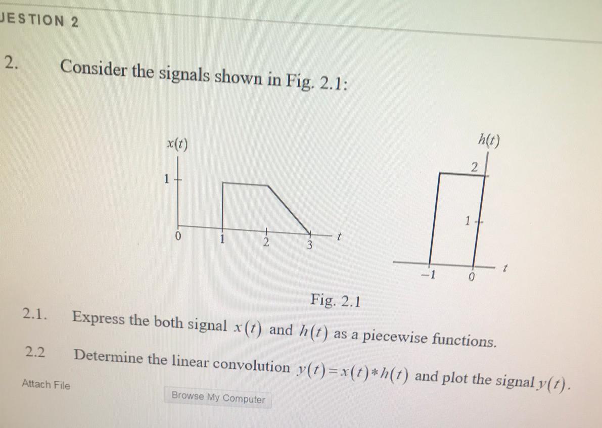 Solved JESTION 2 2. Consider the signals shown in Fig. 2.1: | Chegg.com Solved JESTION 2 2. Consider the signals shown in Fig. 2.1: | Chegg.com