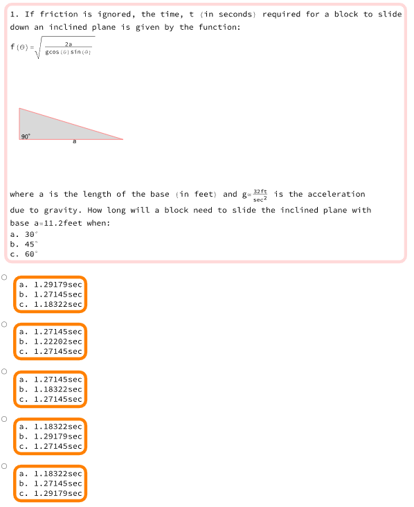 Solved 1. If friction is ignored, the time, t (in seconds) | Chegg.com