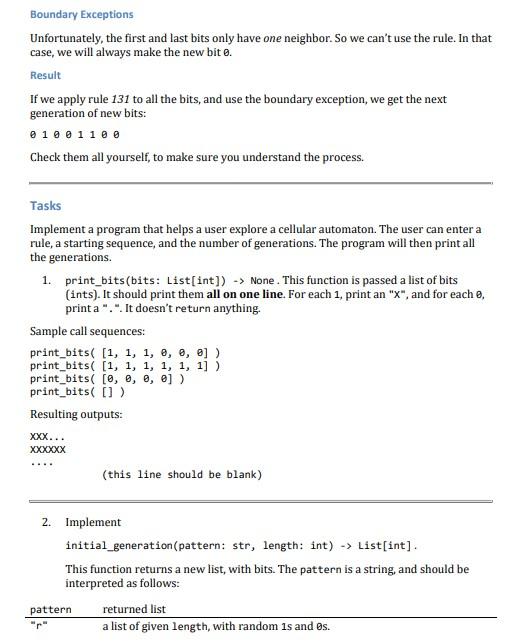 Solved Overview A cellular automaton is a sequence of bits | Chegg.com