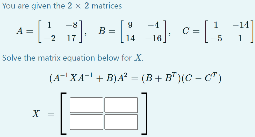 Solved You are given the 2×2 matrices | Chegg.com