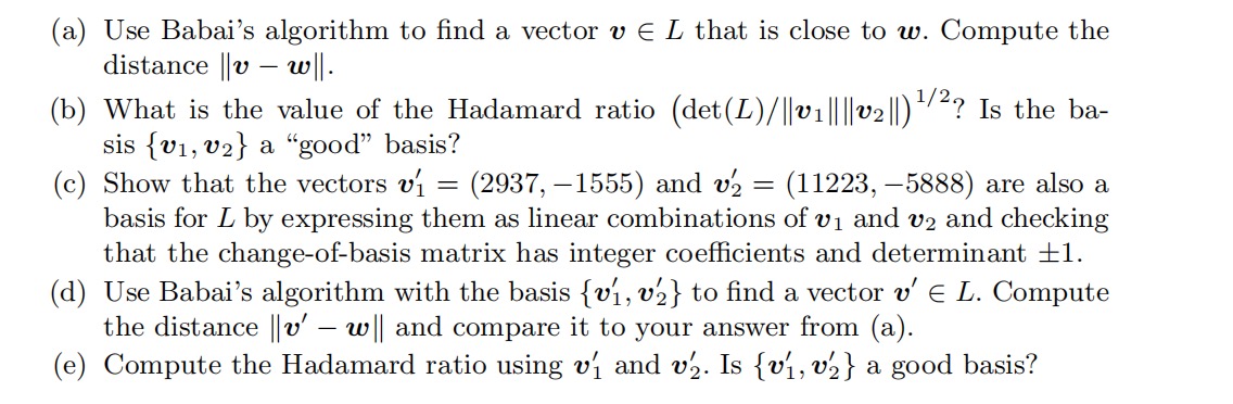 Solved 7.17. Let L⊂R2 be the lattice given by the basis | Chegg.com