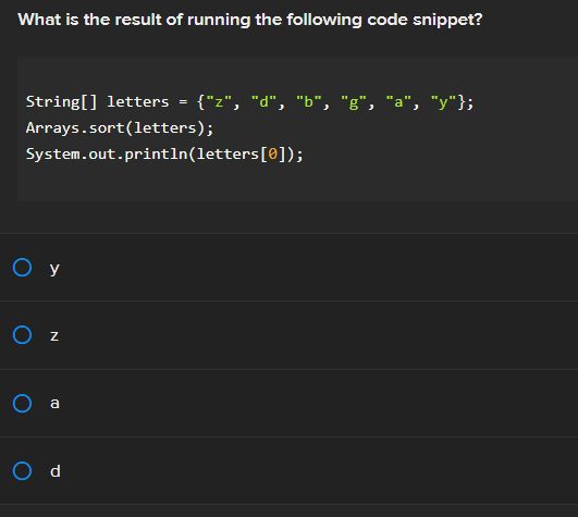 Solved What is the result of running the following code | Chegg.com