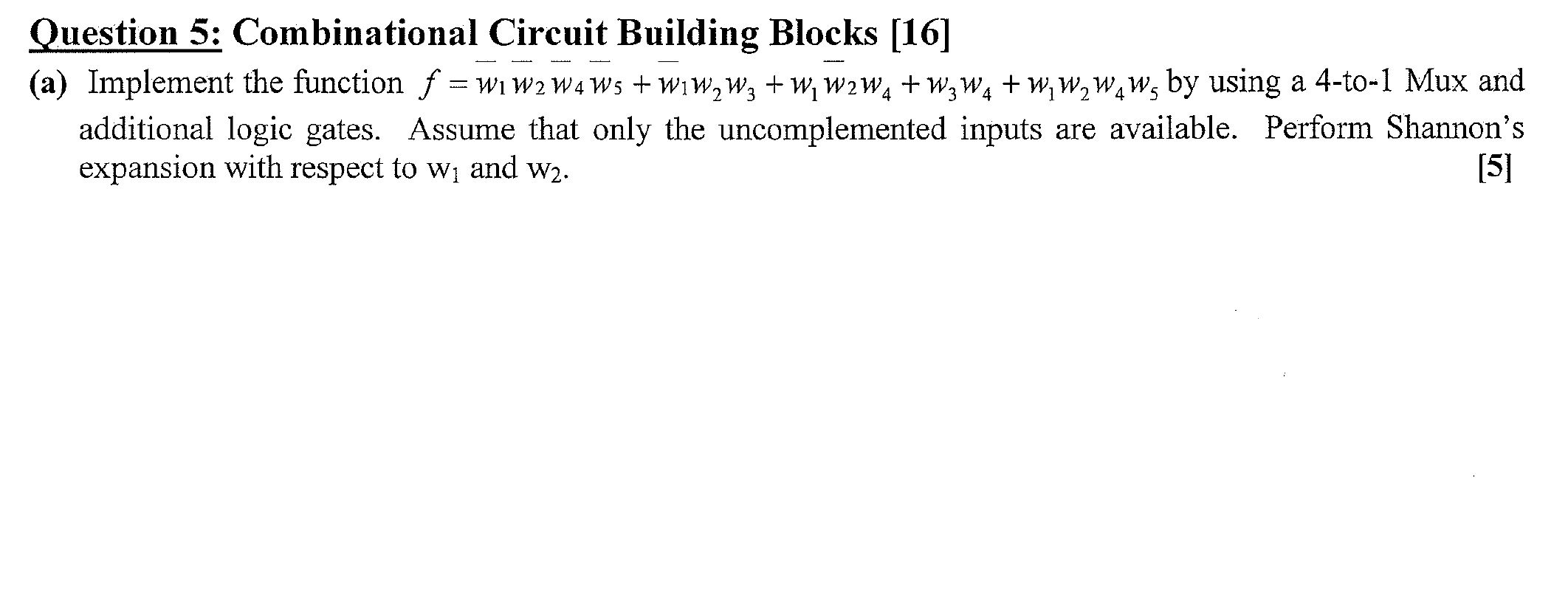 Solved Question 5 Combinational Circuit Building Blocks