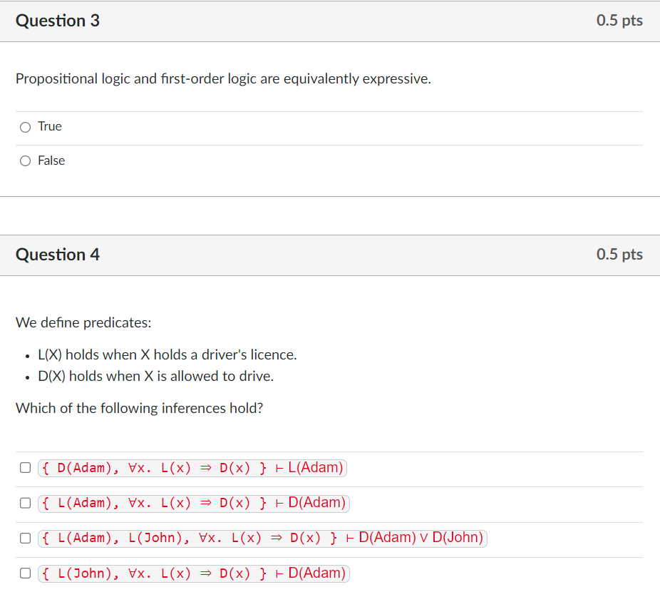 This quiz focuses on predicate logic and Z3 formulas, | Chegg.com
