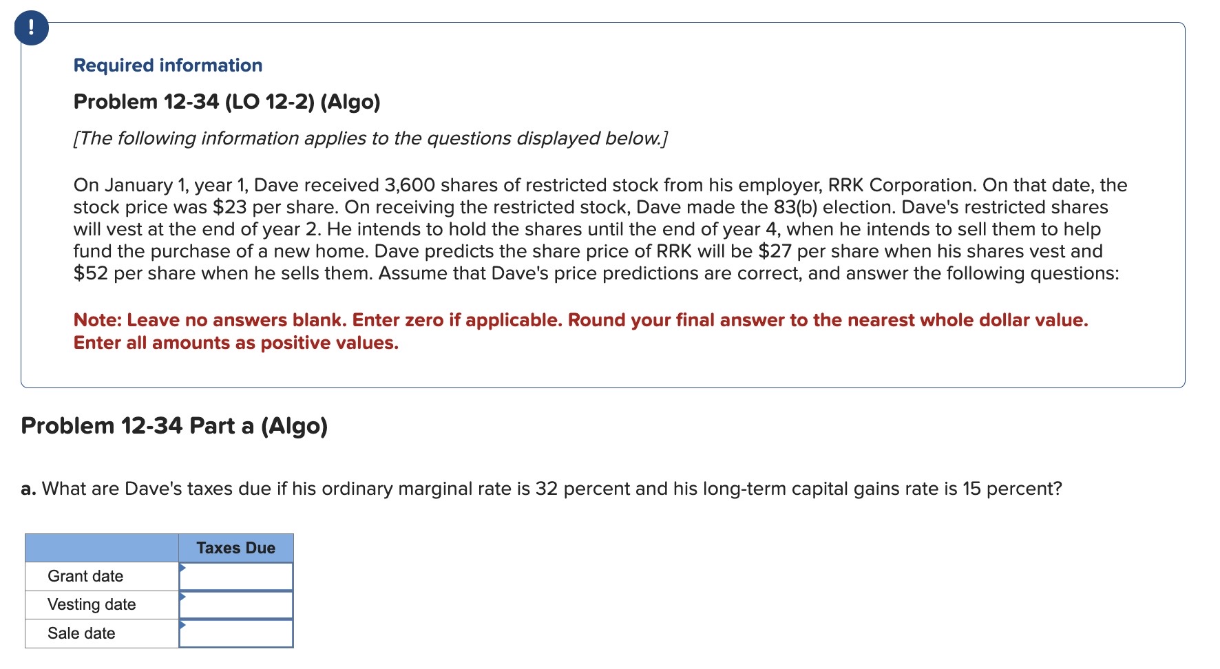 Solved Required information Problem 12-34 (LO 12-2) (Algo) | Chegg.com