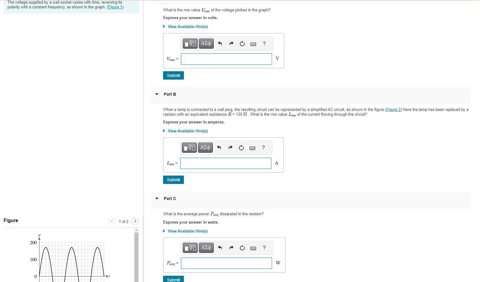 Solved What is the rms value Vrms ﻿of the voltage plotted in | Chegg.com