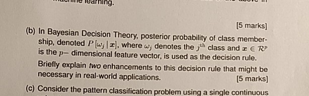 Solved unime learning 5 marks] (b) In Bayesian Decision | Chegg.com