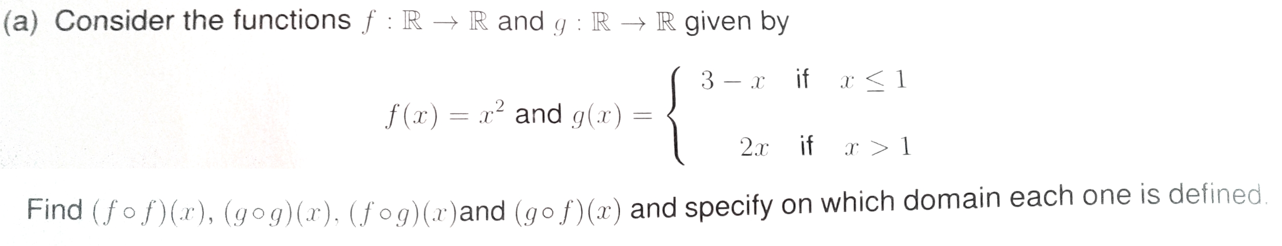 Solved (a) Consider the functions f : R + R and g : R + R | Chegg.com