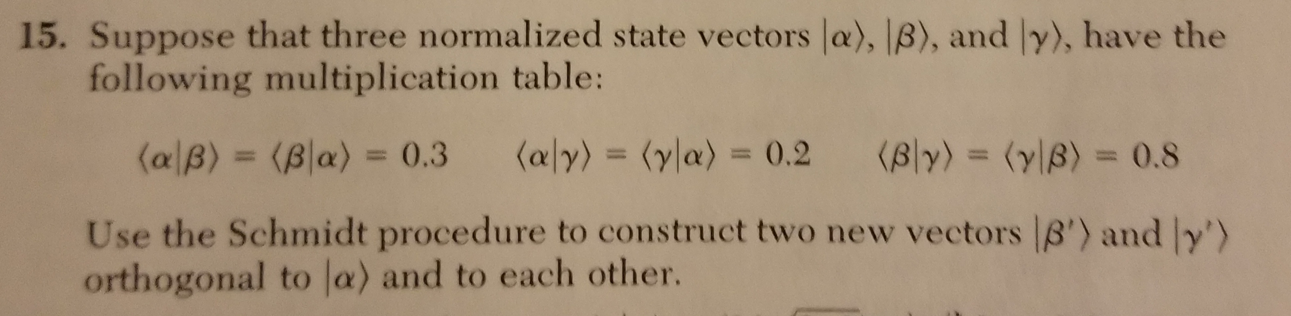Solved Suppose that three normalized state vectors alpha, | Chegg.com