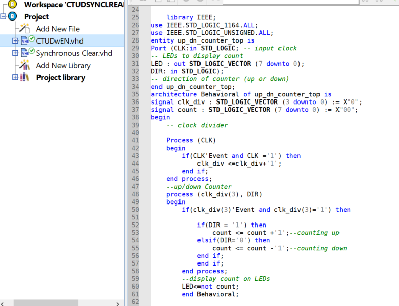 Solved Workspace 'CTUDSYNCLREA Project Add New File | Chegg.com