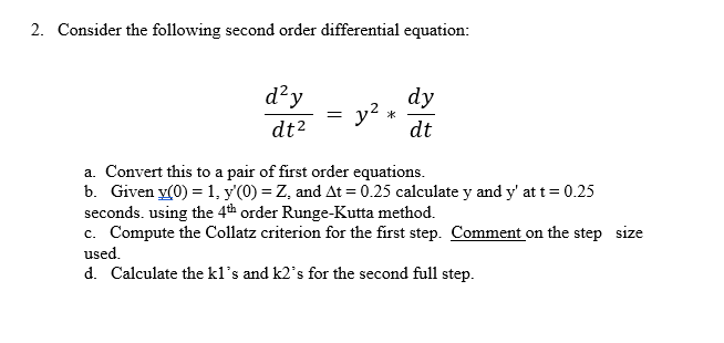 2. Consider the following second order differential | Chegg.com