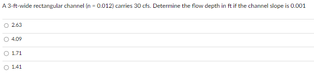 Solved A 3-ft-wide rectangular channel (n=0.012) carries 30 | Chegg.com