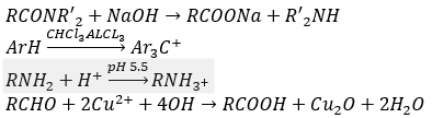 Solved RCONR'2 + NaOH → RCOONa+R'2NH CHCI,ALCL ArH Ar C+ | Chegg.com