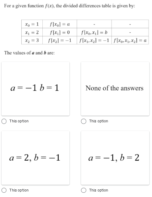 Solved For a given function f(x), the divided differences | Chegg.com