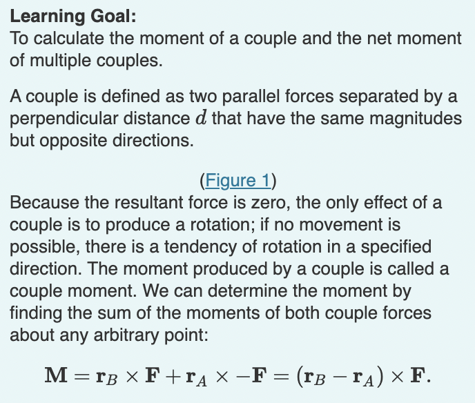 Solved Learning Goal: To calculate the moment of a couple | Chegg.com