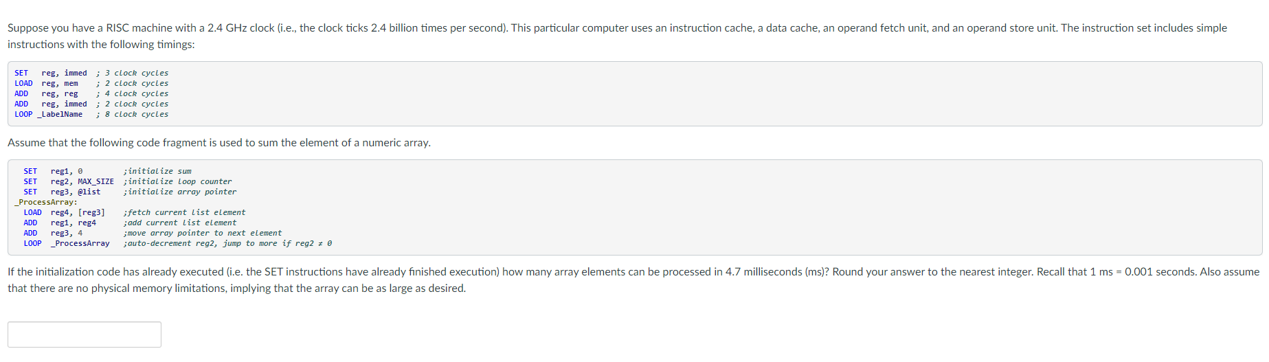 Solved Suppose you have a RISC machine with a 2.4 GHz clock | Chegg.com