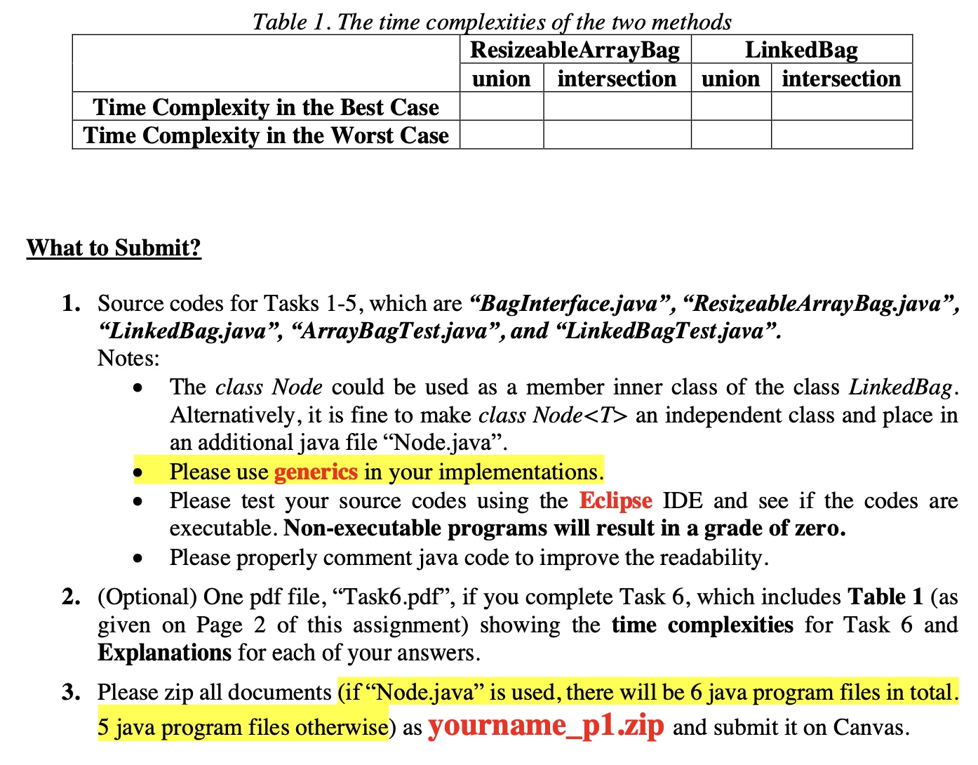 Solved - (8 pts) Task 1: Add two methods: union and | Chegg.com