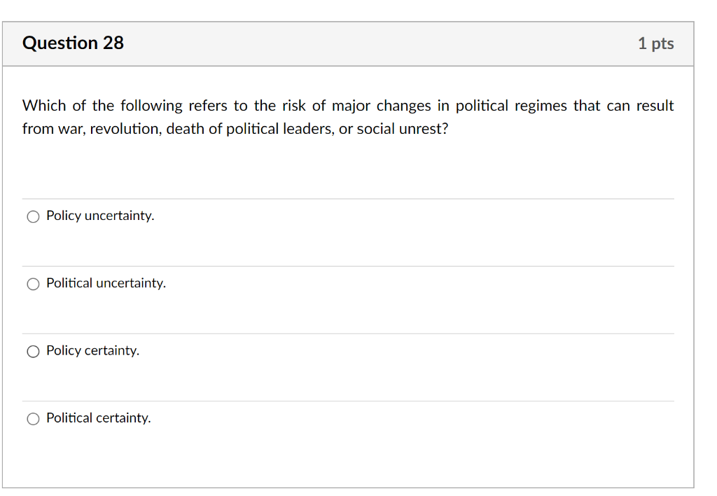 Solved Which of the following refers to the risk of major | Chegg.com