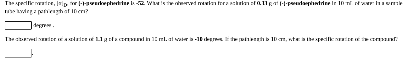 Solved The specific rotation, [alp, for (-)-pseudoephedrine | Chegg.com